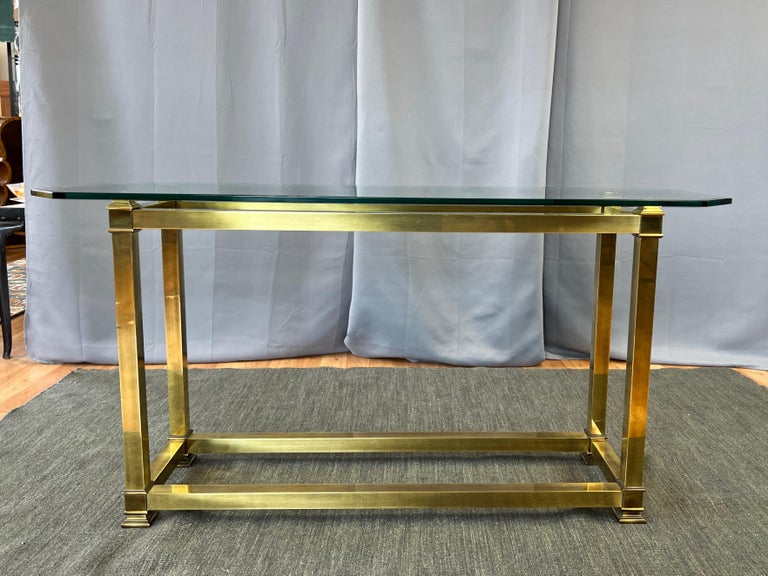 Mastercraft Brass Console Table with Beveled Glass Top, 1970s For Sale ...