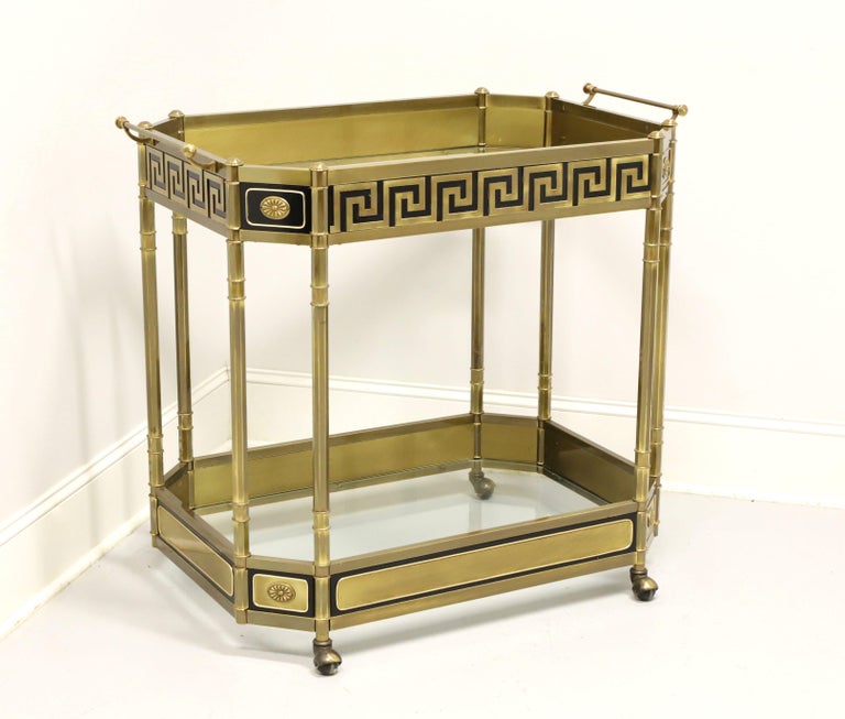 MASTERCRAFT Brass and Glass Neoclassical Greek Key Bar Cart For Sale at ...