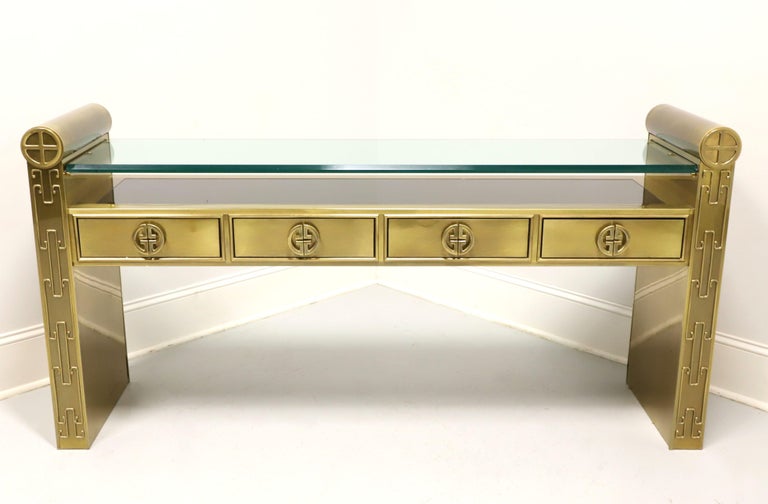 MASTERCRAFT Brass Glass Top Asian Chinoiserie Console Table For Sale at ...
