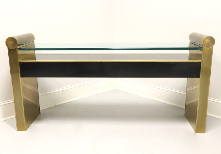MASTERCRAFT Brass Glass Top Asian Chinoiserie Console Table For Sale at ...