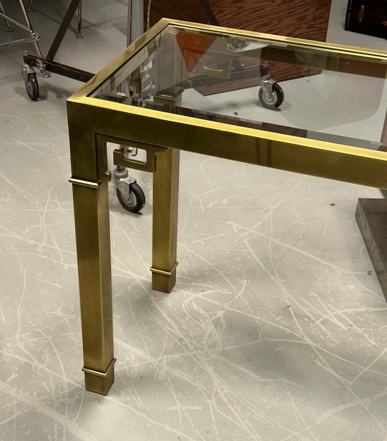 Mastercraft Brass Greek Key Console Table at 1stDibs