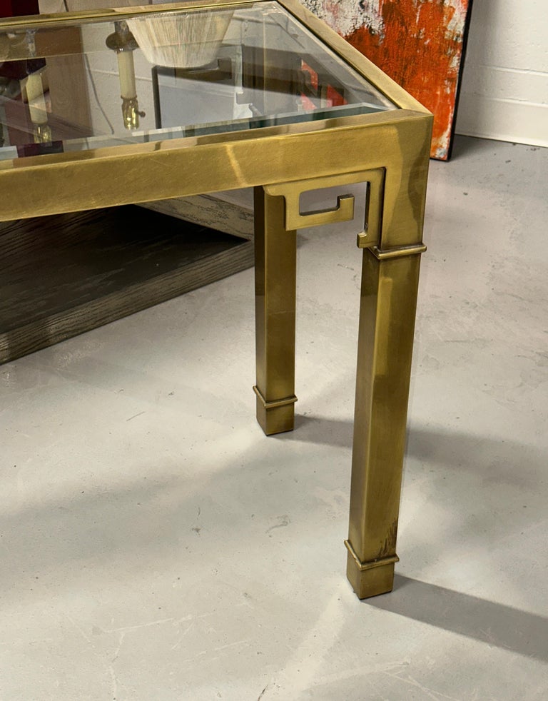 Mastercraft Brass Greek Key Console Table at 1stDibs