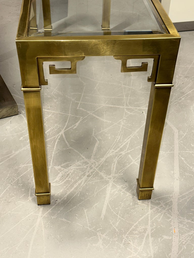 Mastercraft Brass Greek Key Console Table at 1stDibs