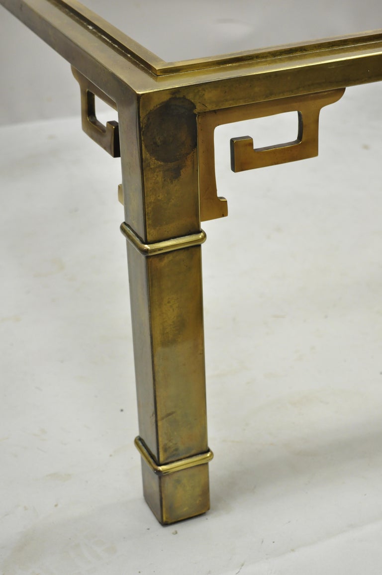 Mastercraft Brass Greek Key Glass Top Large Square 42" Coffee Cocktail ...
