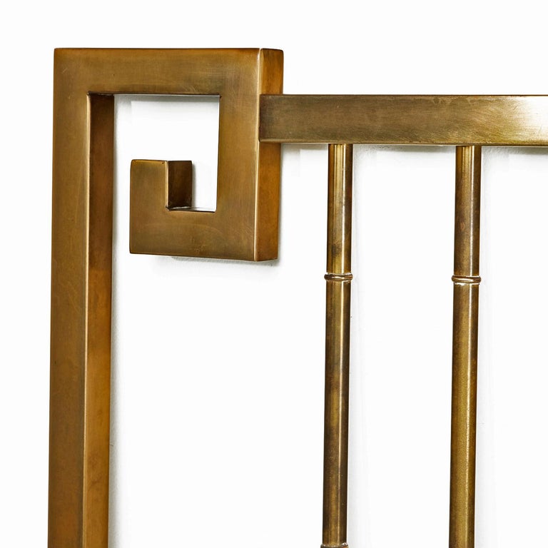 Mastercraft Hollywood Regency Greek Key Style Brass Queen Headboard Bed ...