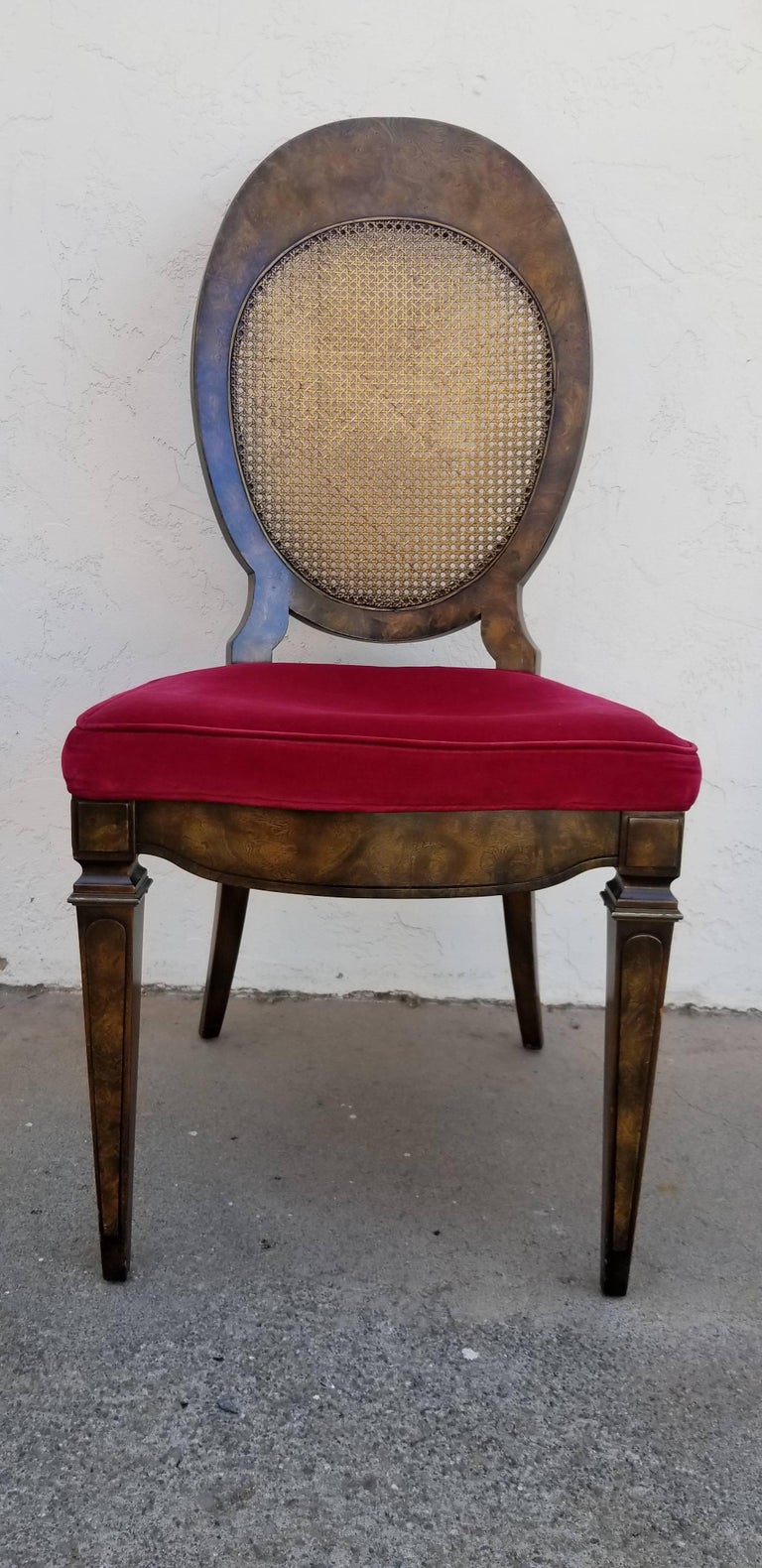 Mastercraft Burl Wood, Leather and Brass Desk and Chair For Sale at 1stDibs