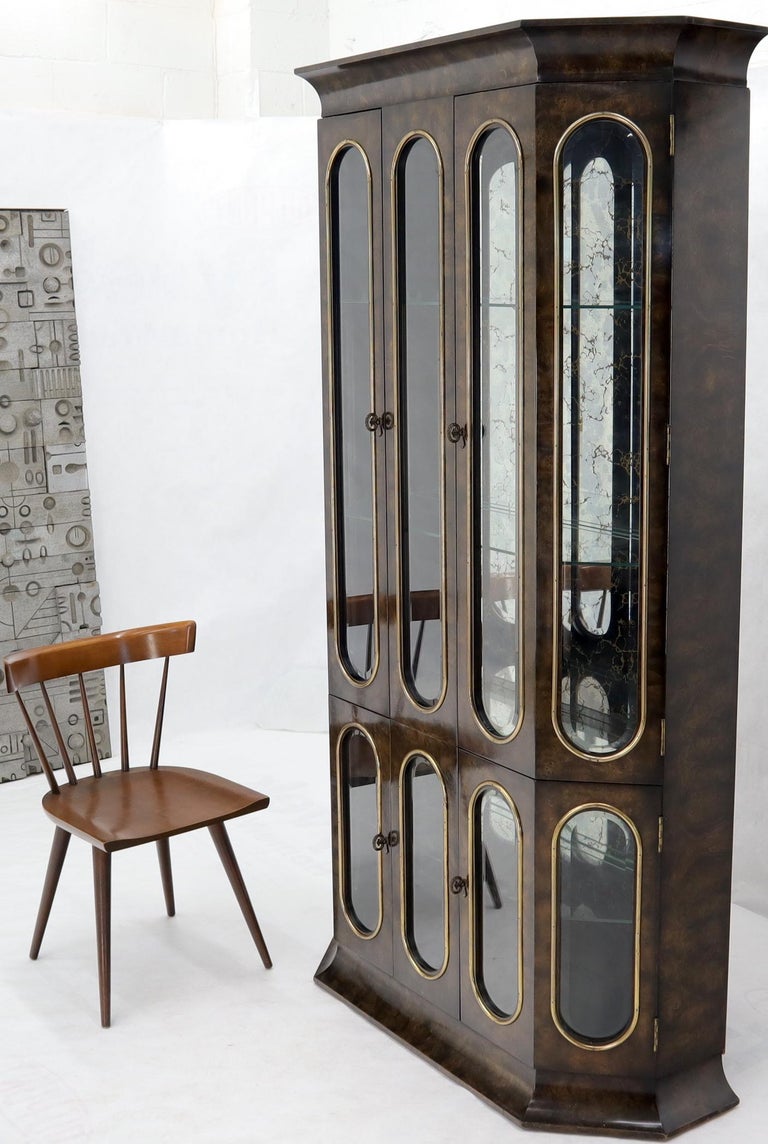 Mastercraft Burl Wood and Glass Curio Display Cabinet Vitrine Étagère ...