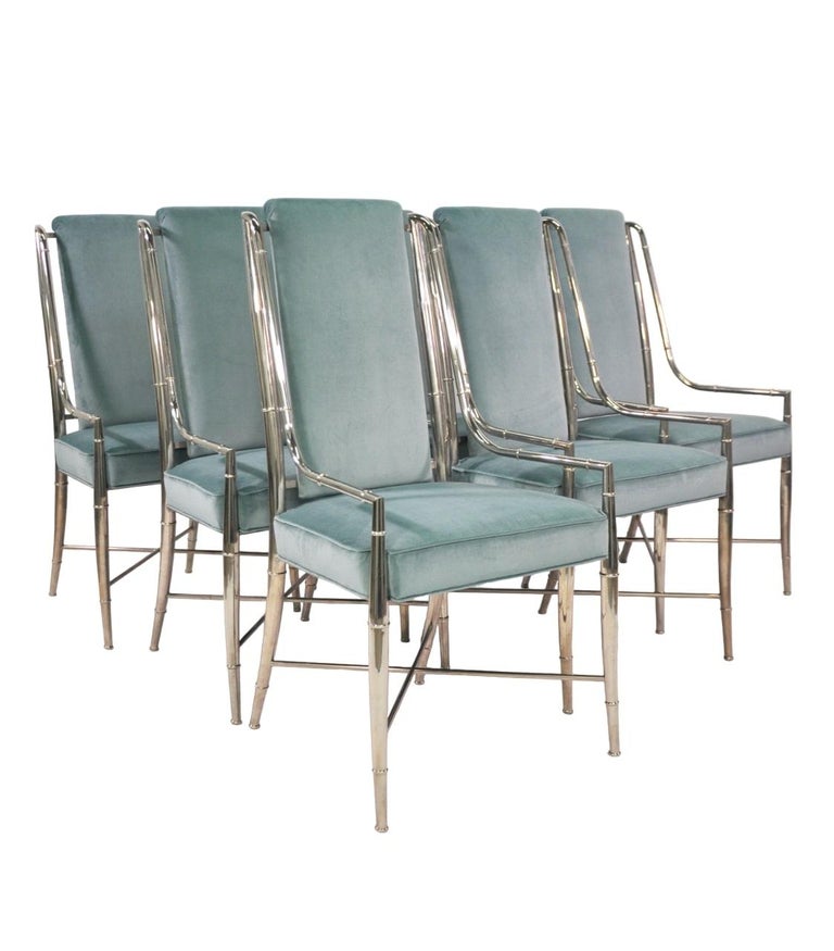 Mastercraft Dining Chairs in Teal Green Velvet For Sale at 1stDibs