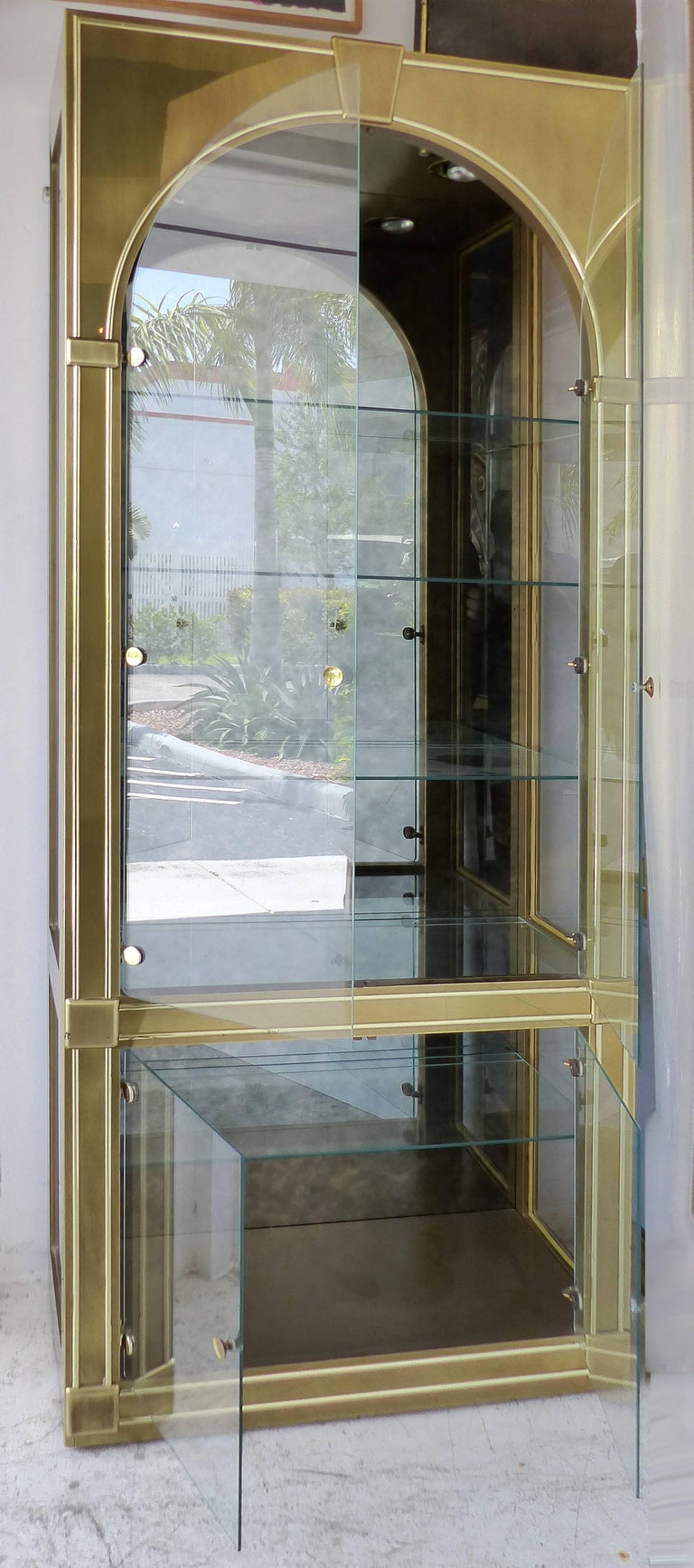 Mastercraft Furniture Brass and Glass Cabinet with Domed Glass Doors ...