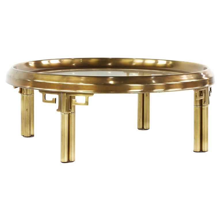 Mastercraft Mid Century Brass Greek Key Coffee Table For Sale at 1stDibs
