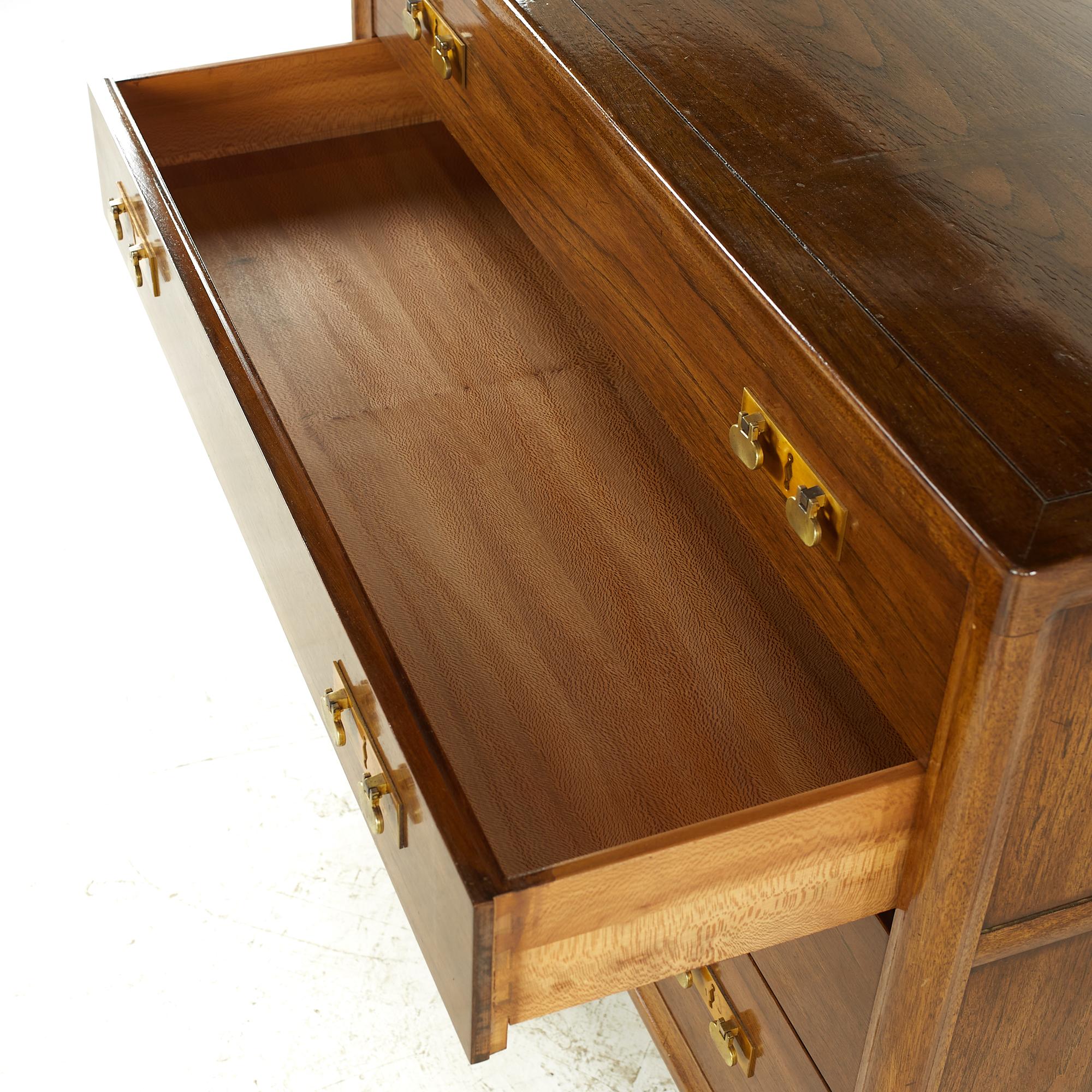 Mastercraft Midcentury Walnut and Brass Chest of Drawers For Sale at ...