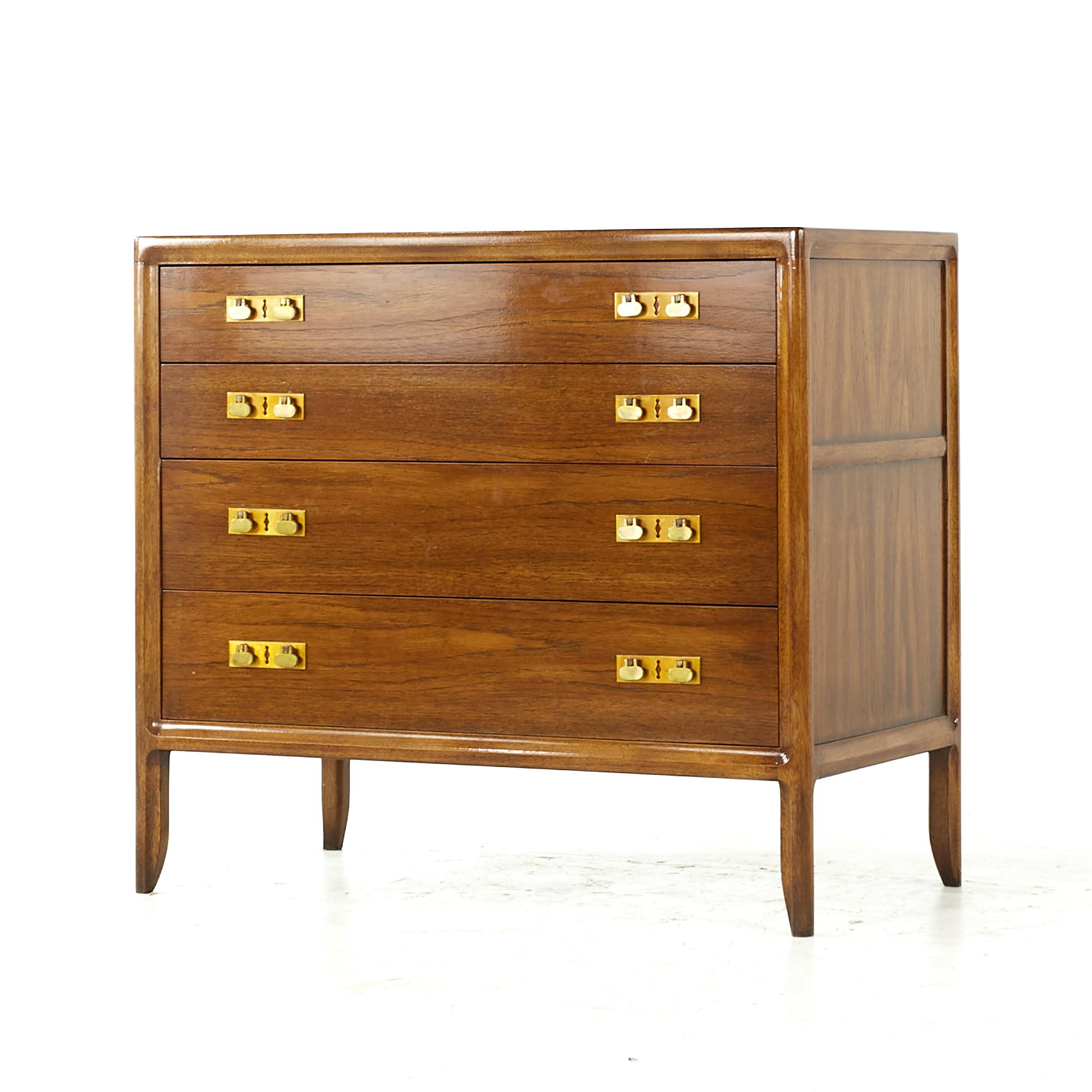 Mastercraft Midcentury Walnut and Brass Chest of Drawers For Sale at ...