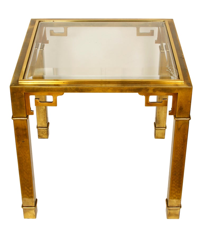 Mastercraft Vintage Asian Greek Key Side Table in Brass at 1stDibs