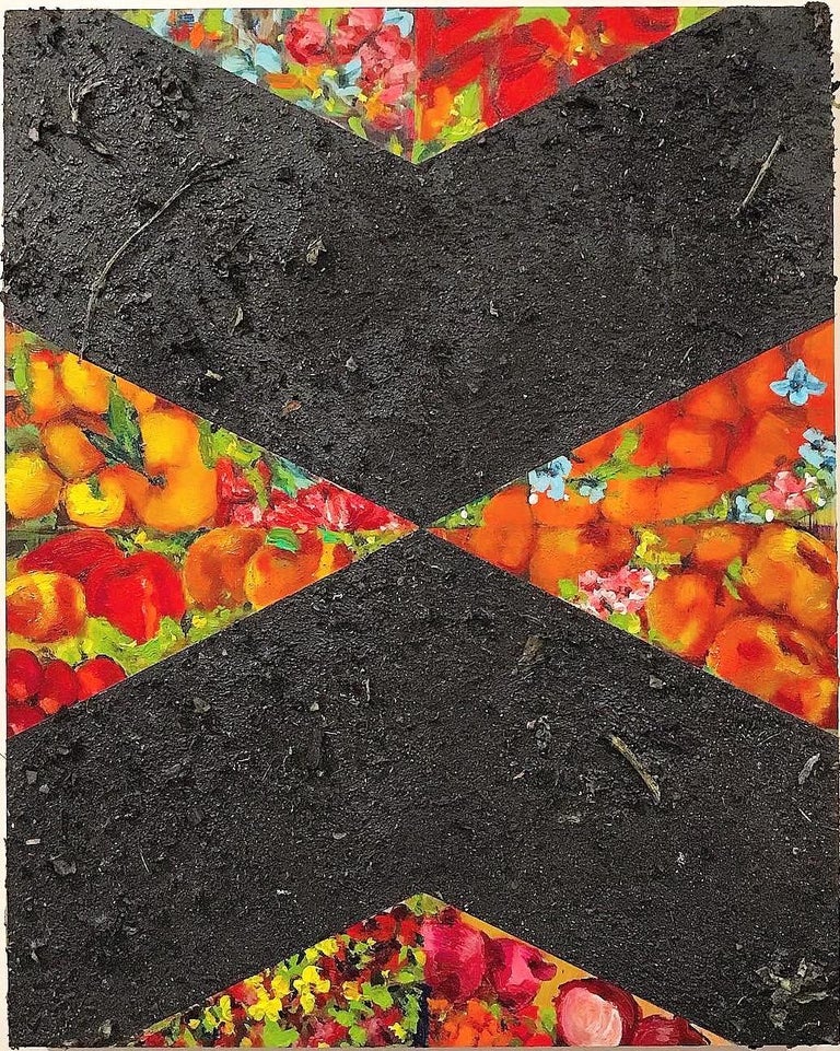 Mat Tomezsko - Ash: geometric abstract mixed media art painting w/ red ...