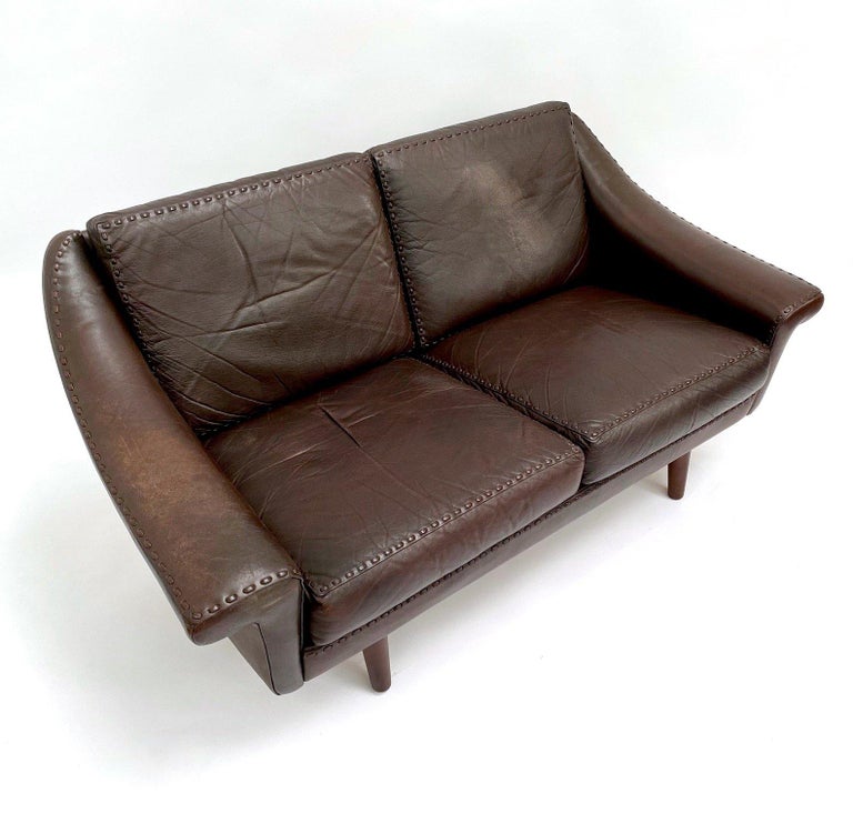 'Matador' Dark Brown Leather 2 Seater Sofa by Aage Christiansen For ...