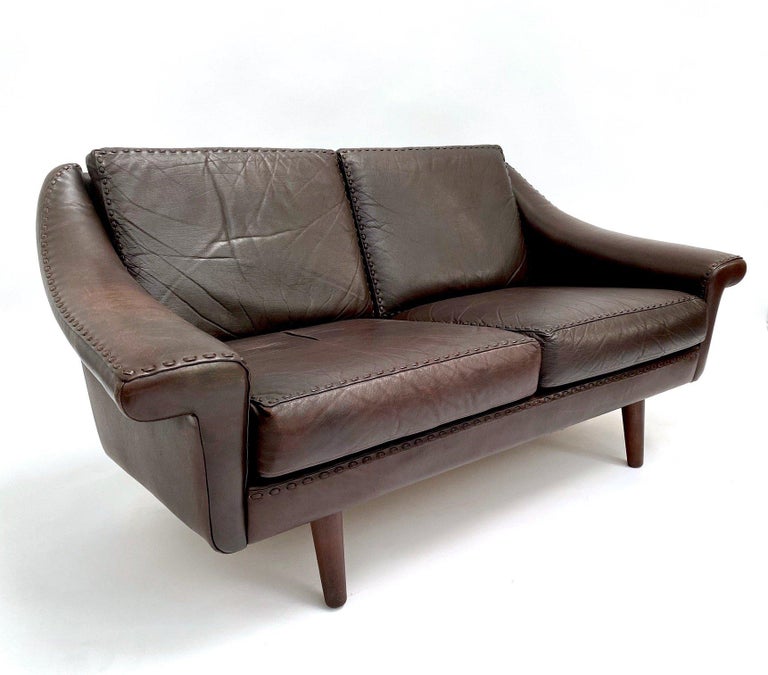 'Matador' Dark Brown Leather 2 Seater Sofa by Aage Christiansen For ...