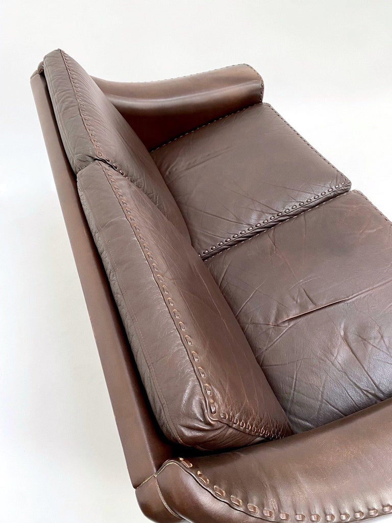 'Matador' Dark Brown Leather 2 Seater Sofa by Aage Christiansen For ...