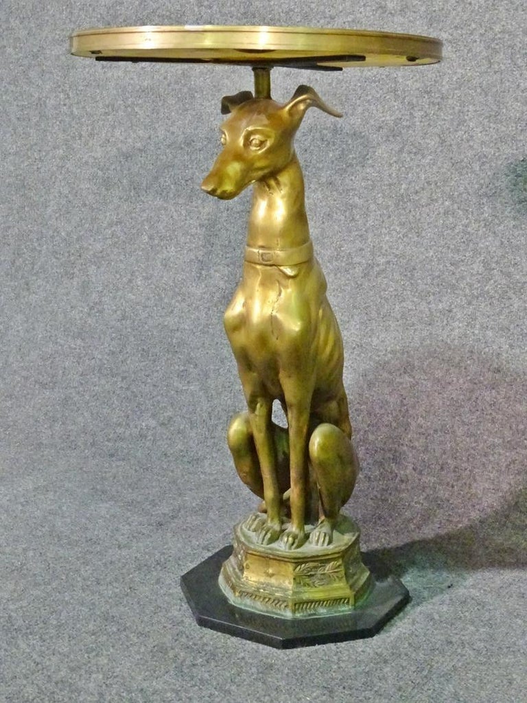 Matched Pair Brass and Alabaster French Greyhound Whippet Side Tables ...