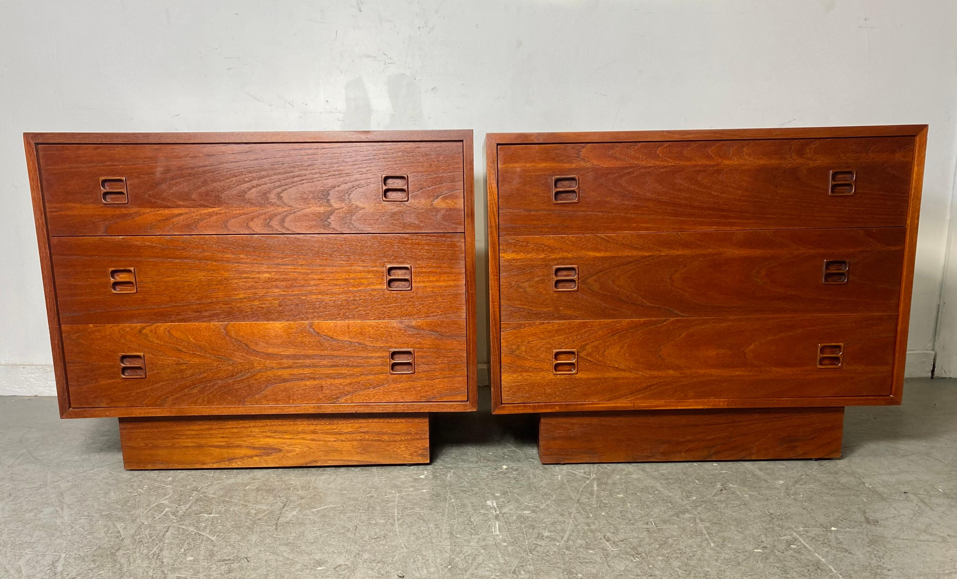 Matched Pair Danish Modern Teak 3-Drawer Chests/ Nite Stands For Sale ...