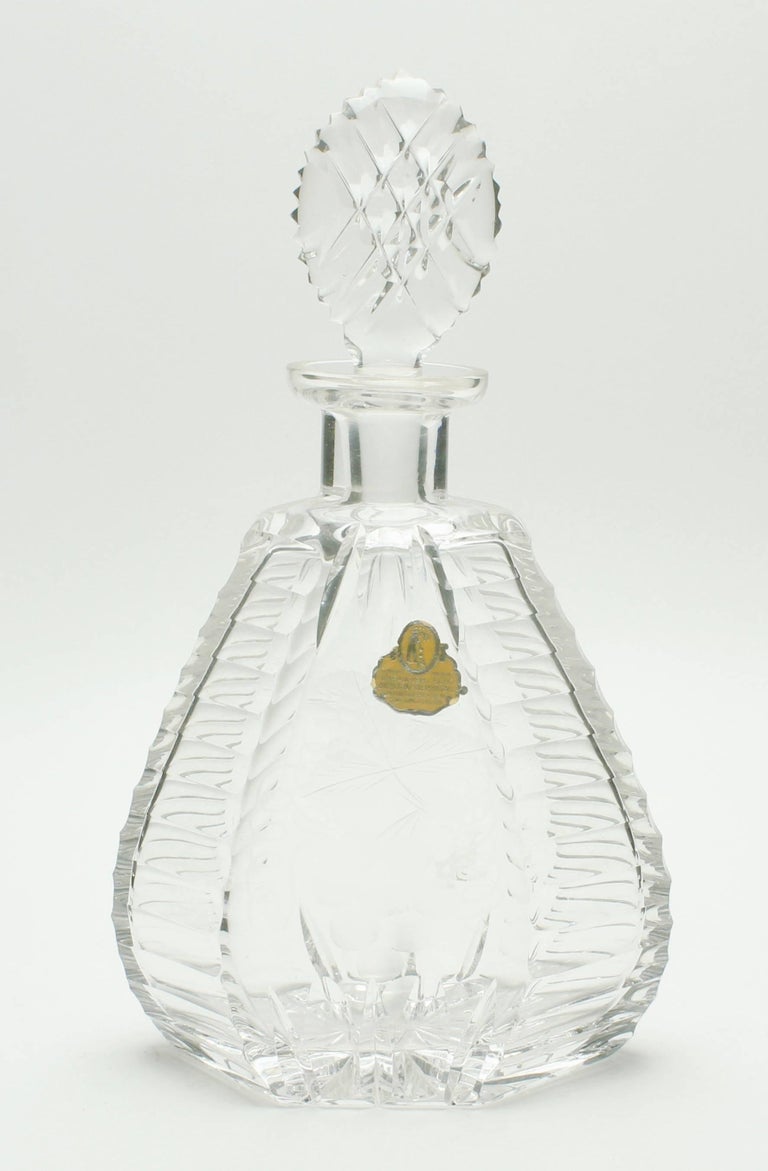 Matched Pair of Bohemian Crystal Decanters with Art Deco Designs For ...