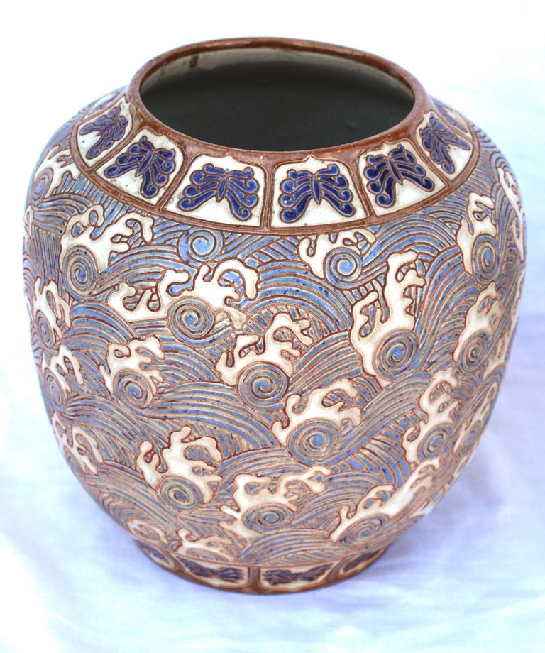 Matched Pair of Earthenware Vases For Sale at 1stDibs