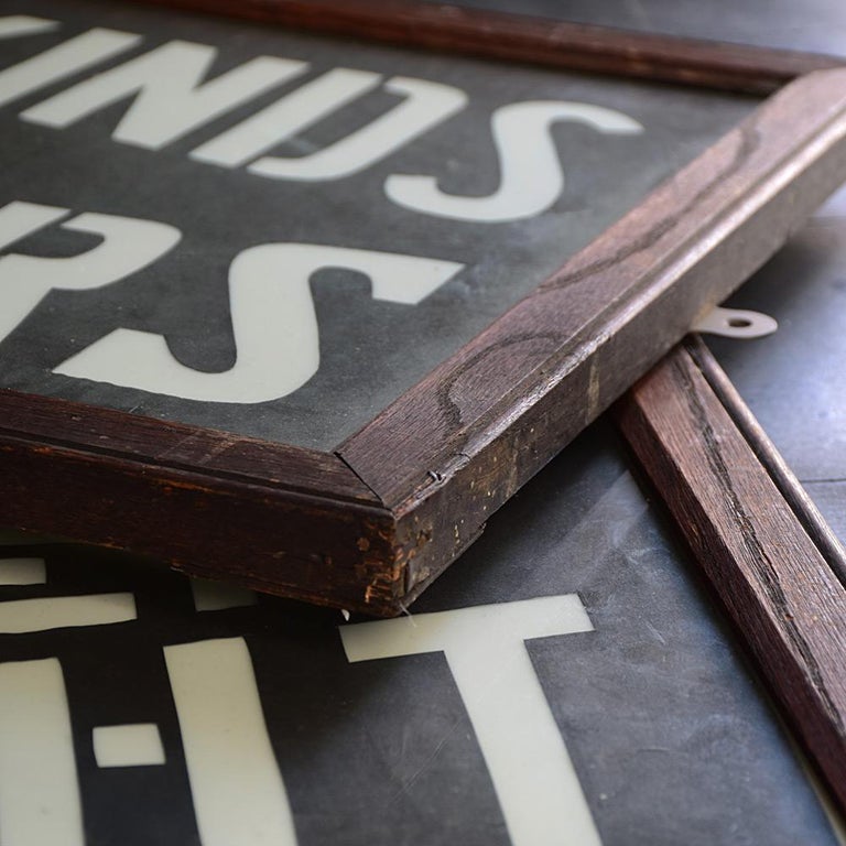 Matched Pair of Edwardian Milk Glass Shop Signs For Sale at 1stDibs