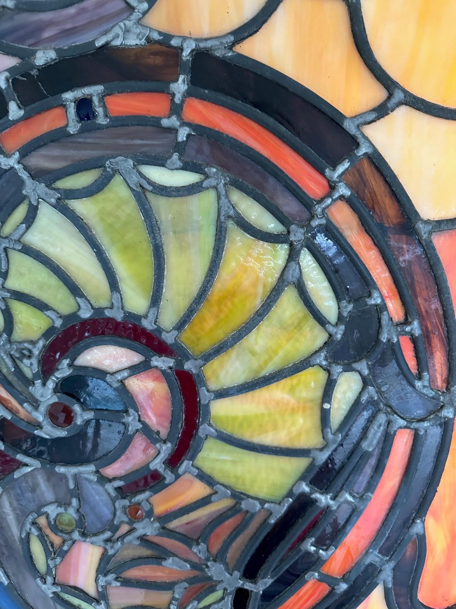 Matched Pair of Large Lighted Stained Glass Windows, 98 Inches. For ...