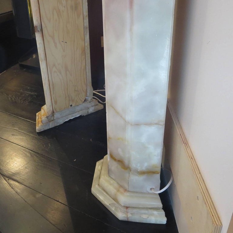 Matched Pair of Lighted Onyx Column Lamps at 1stDibs