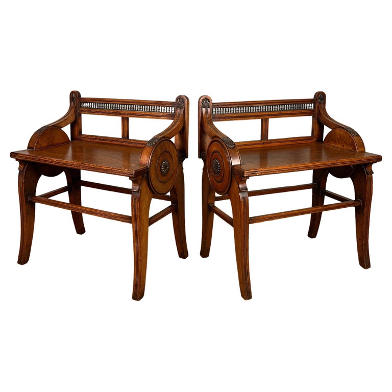 Matched Pair of English Schoolbred Benches For Sale at 1stDibs