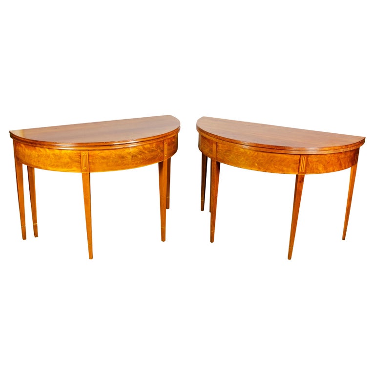 Matched Pair of Swedish Neoclassic Cherrywood Games Tables at 1stDibs