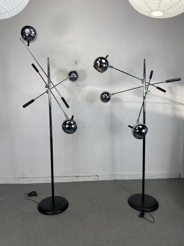 Matched Pair of Robert Sonneman Triennale Eyegball Orbiter Floor Lamps ...