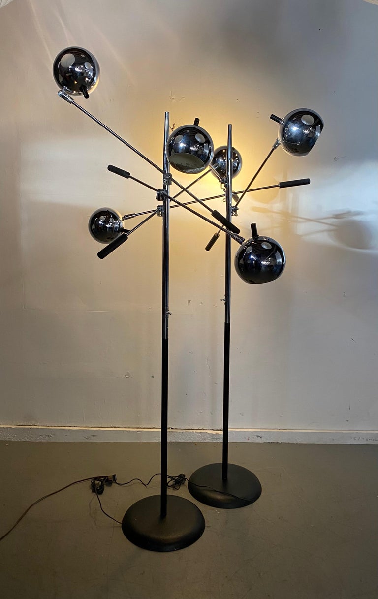 Matched Pair of Robert Sonneman Triennale Eyegball Orbiter Floor Lamps ...