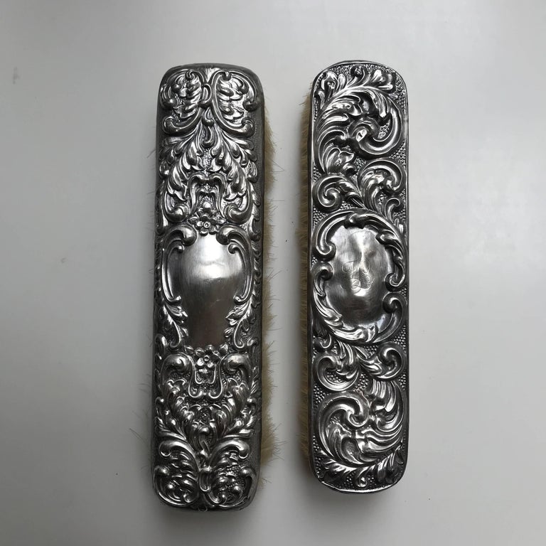 Matched Silver Backed Dressing Table Set For Sale at 1stDibs