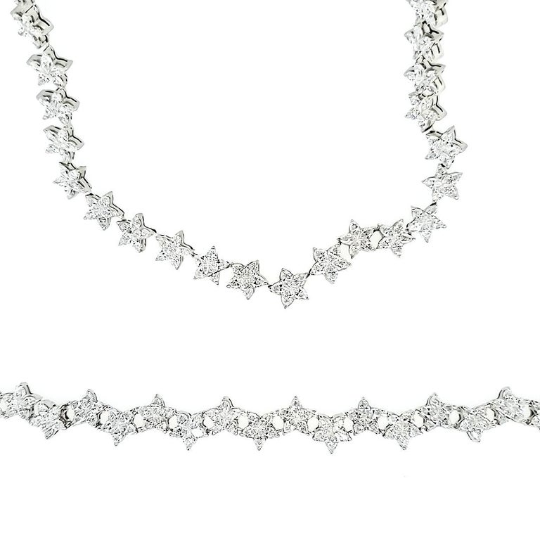 Matching Custom Cut Star Shape Diamond Bracelet and Necklace at 1stDibs