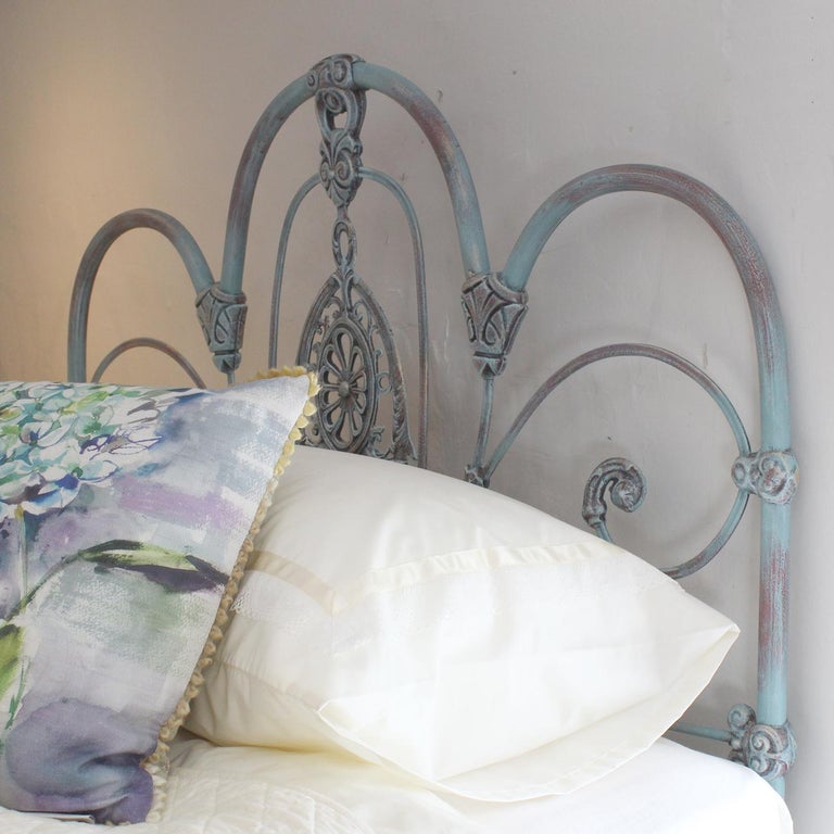 Matching Pair of Antique Beds in Blue MPS47 For Sale at 1stDibs