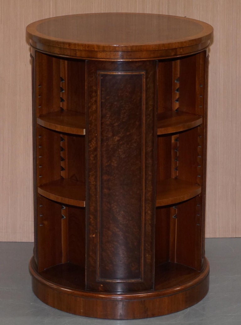 Matching Pair of Burr Walnut Revolving Library Study Bookcases ...