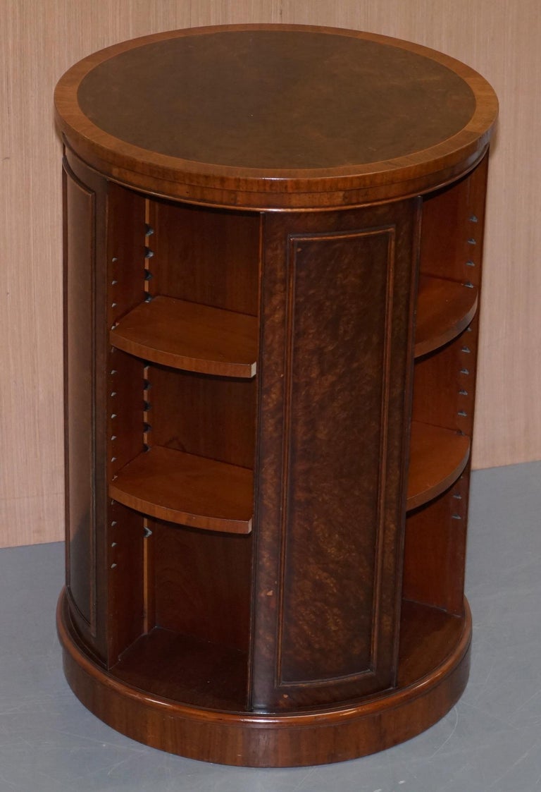 Matching Pair of Burr Walnut Revolving Library Study Bookcases ...