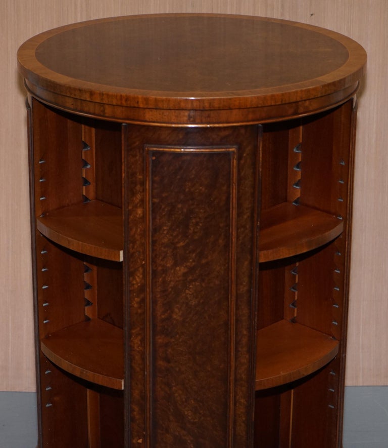 Matching Pair of Burr Walnut Revolving Library Study Bookcases ...