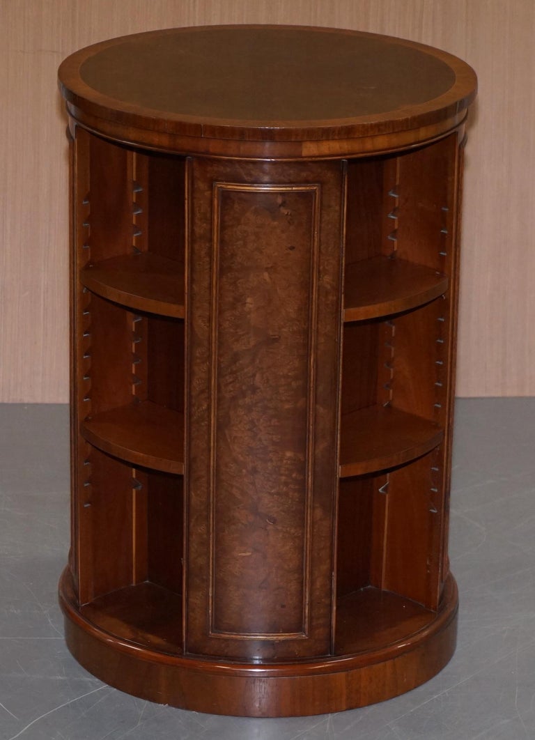 Matching Pair of Burr Walnut Revolving Library Study Bookcases ...