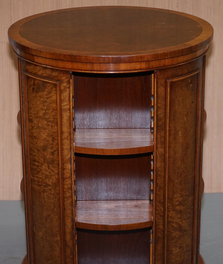 Matching Pair of Burr Walnut Revolving Library Study Bookcases ...