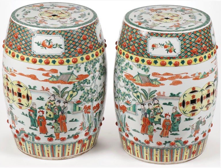 Matching Pair of Chinese Porcelain Garden Seats at 1stDibs