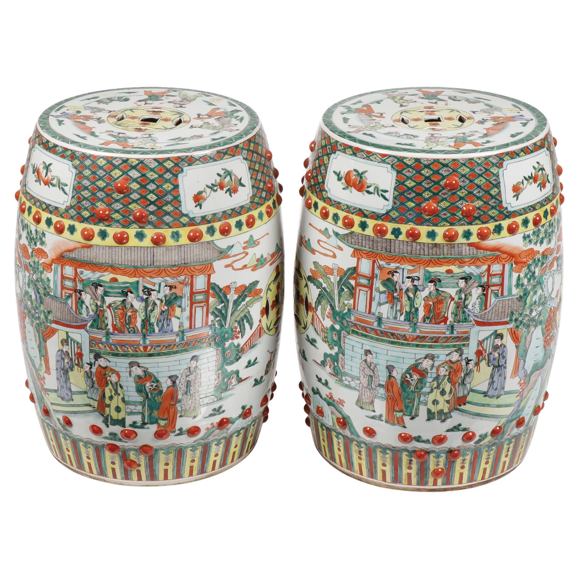 Vintage Chinese Blue and White Garden Seat For Sale at 1stDibs