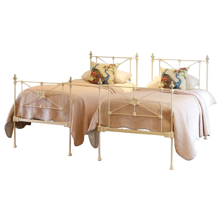 Matching Pair of Cream Antique Beds MPS43 at 1stDibs