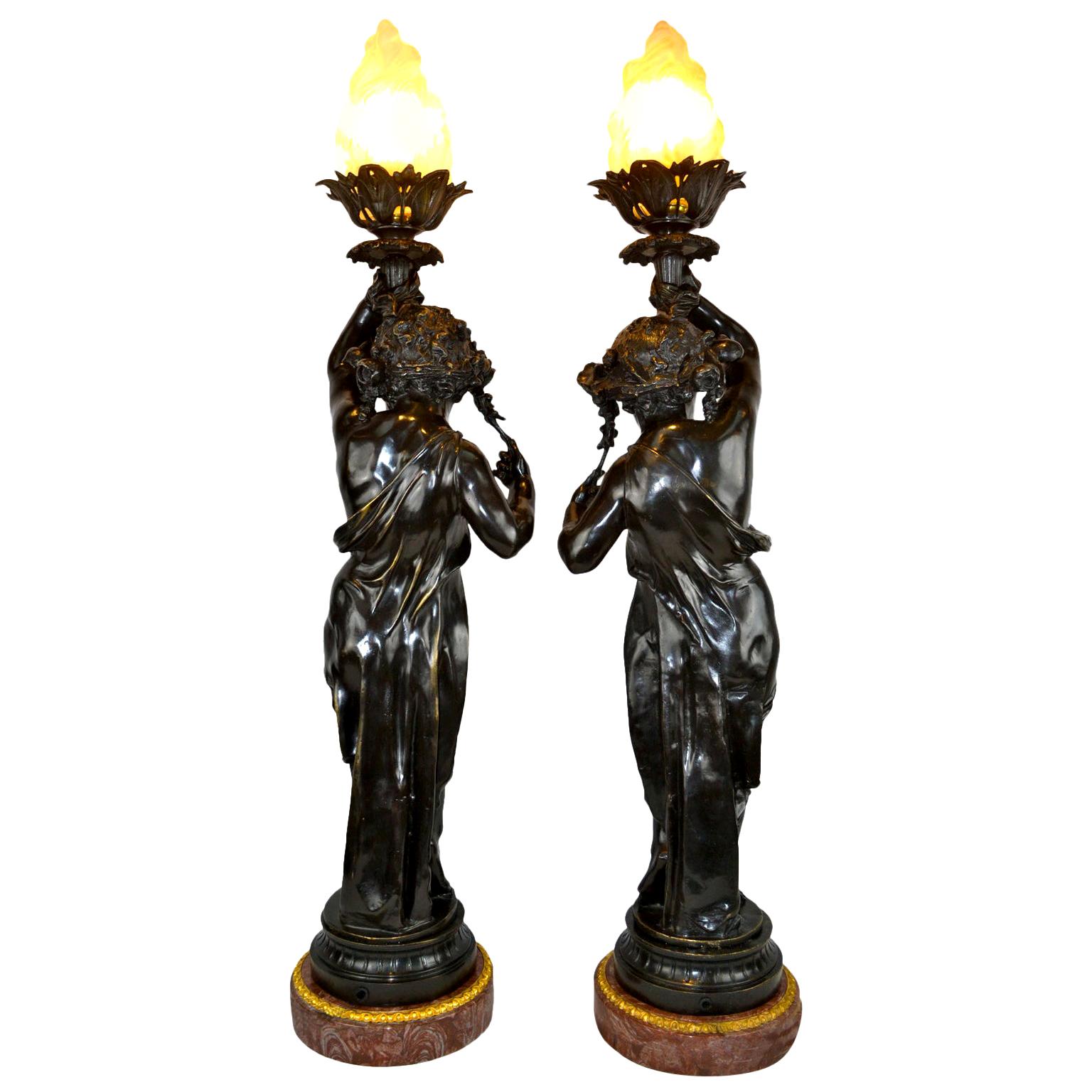 Pair of French Modern Bronzed Metal Torcheres at 1stDibs