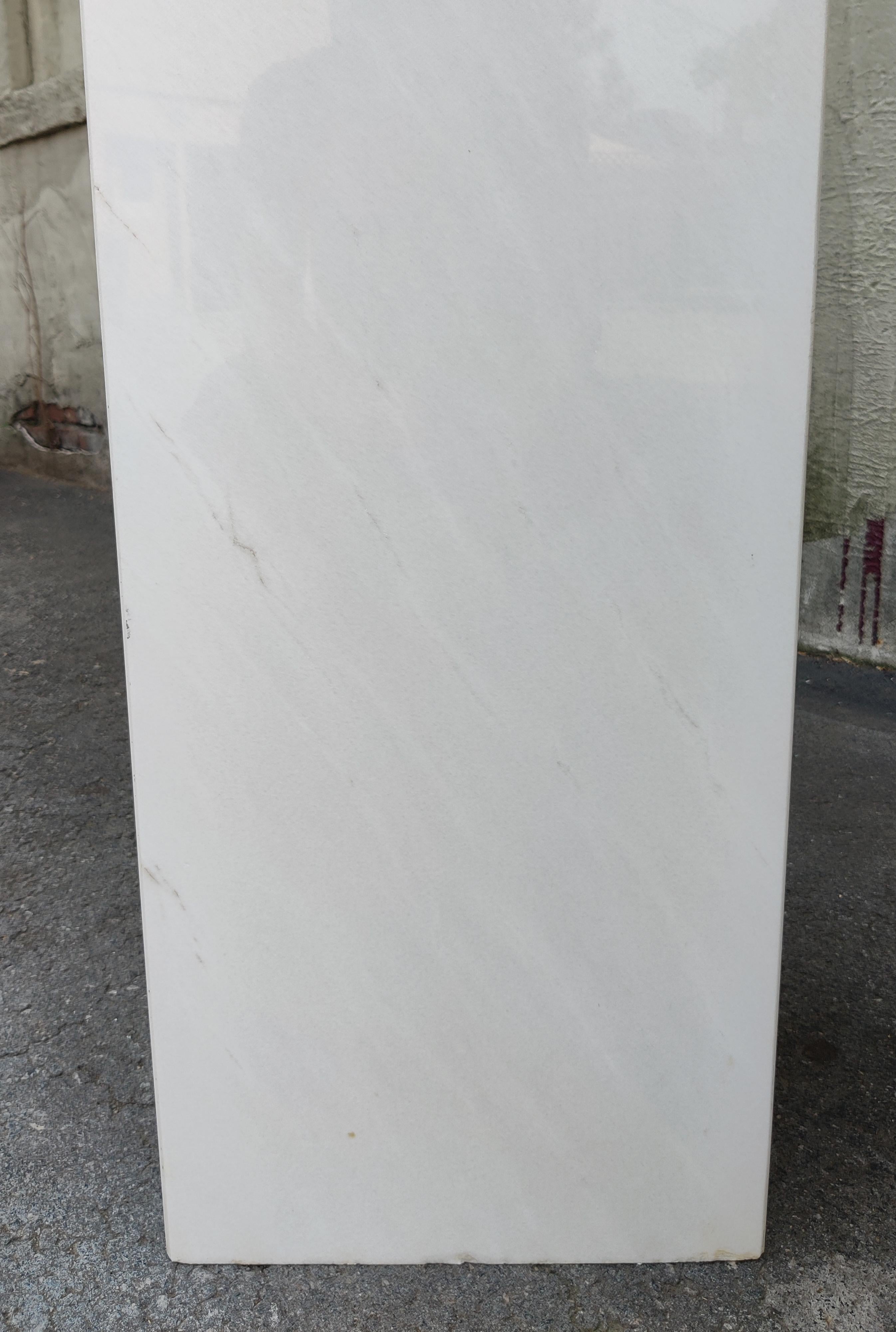 Pair Midcentury Italian Post Modern White Marble or Granite Tall ...