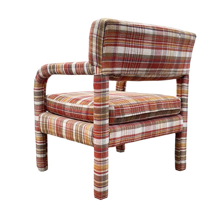 Matching Pair of Mid Century Modern Open Arm Parsons Style Lounge ...