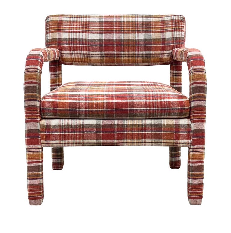 Matching Pair of Mid Century Modern Open Arm Parsons Style Lounge ...