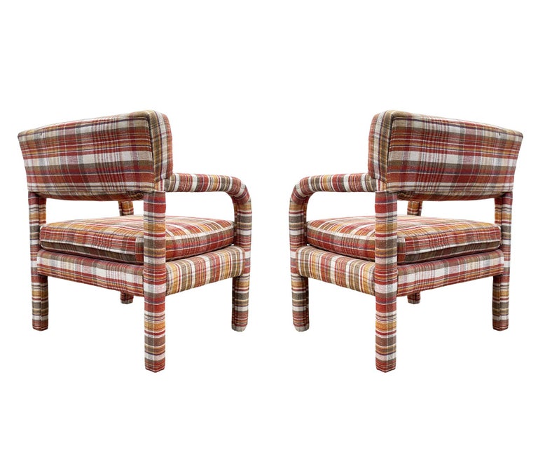 Matching Pair of Mid Century Modern Open Arm Parsons Style Lounge ...