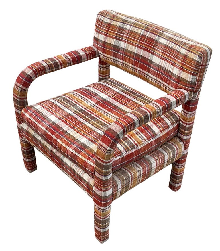 Matching Pair of Mid Century Modern Open Arm Parsons Style Lounge ...