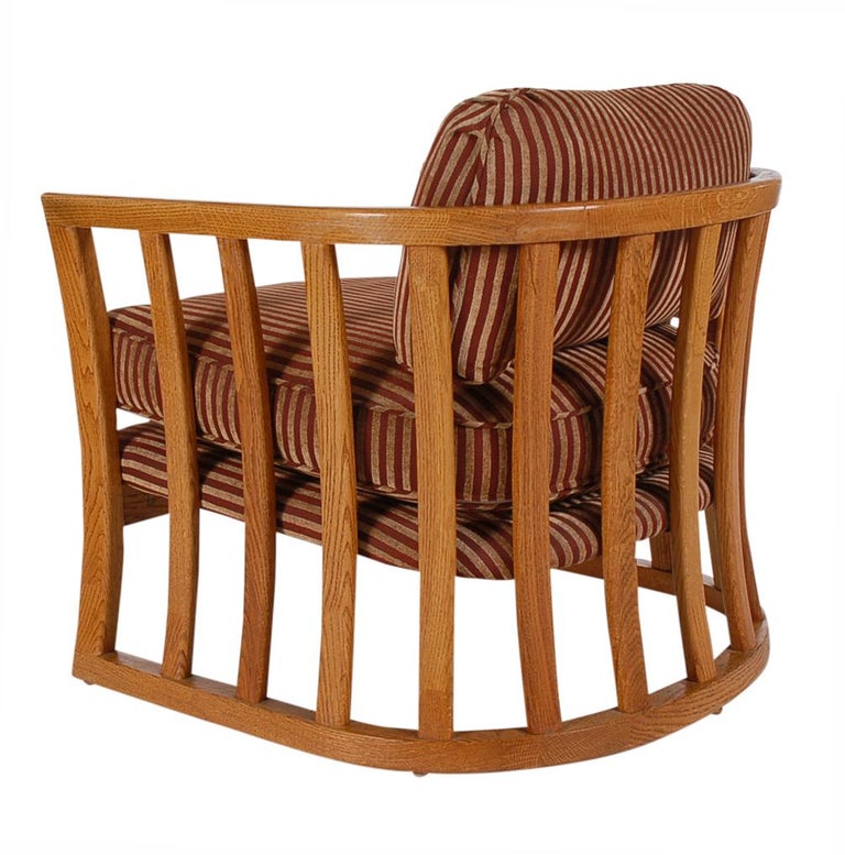 Matching Pair of Mid-Century Modern Spindle Back Barrel Lounge Chairs ...